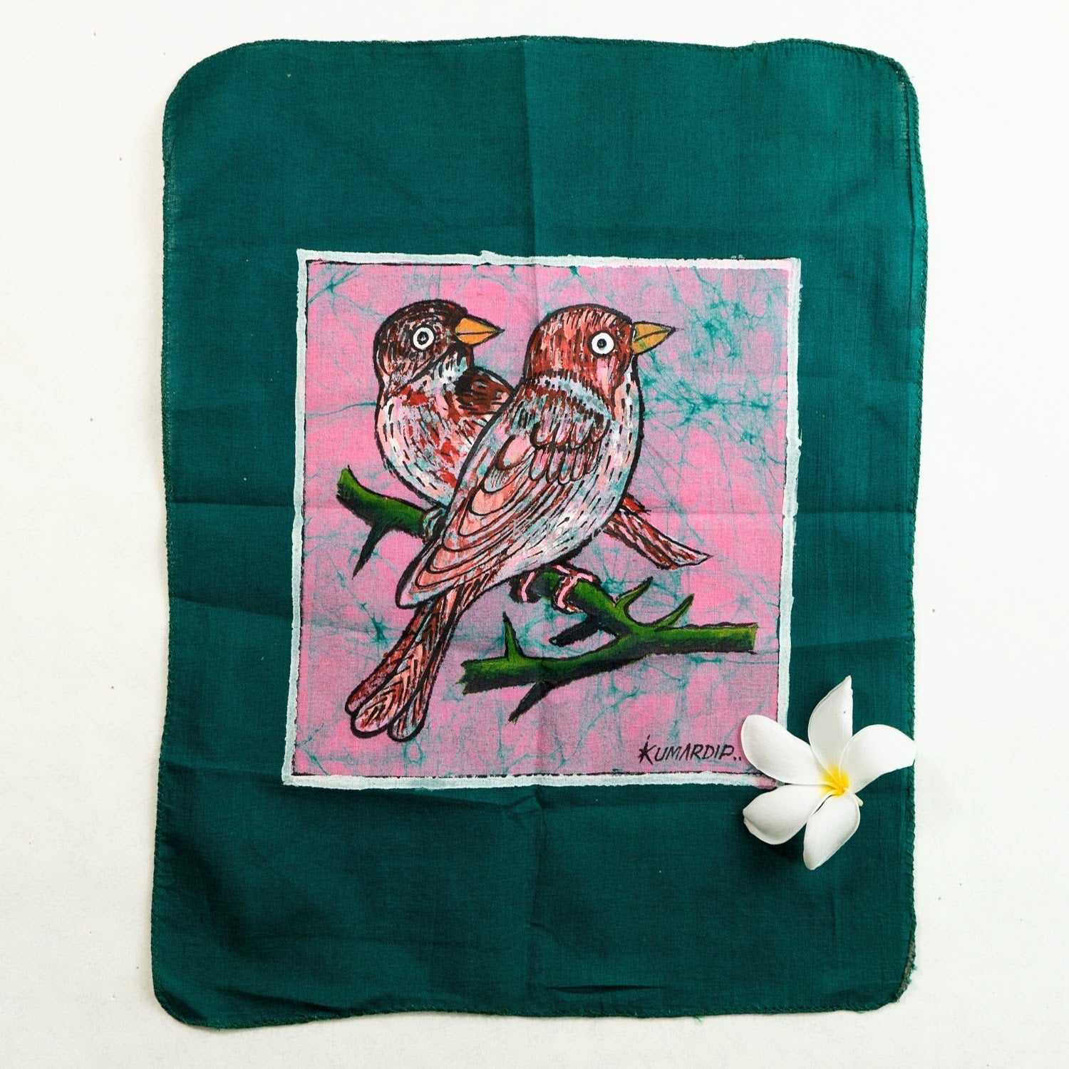 Green Batik Painting of Loving Birds | Original Batik Painting | Buy on ...